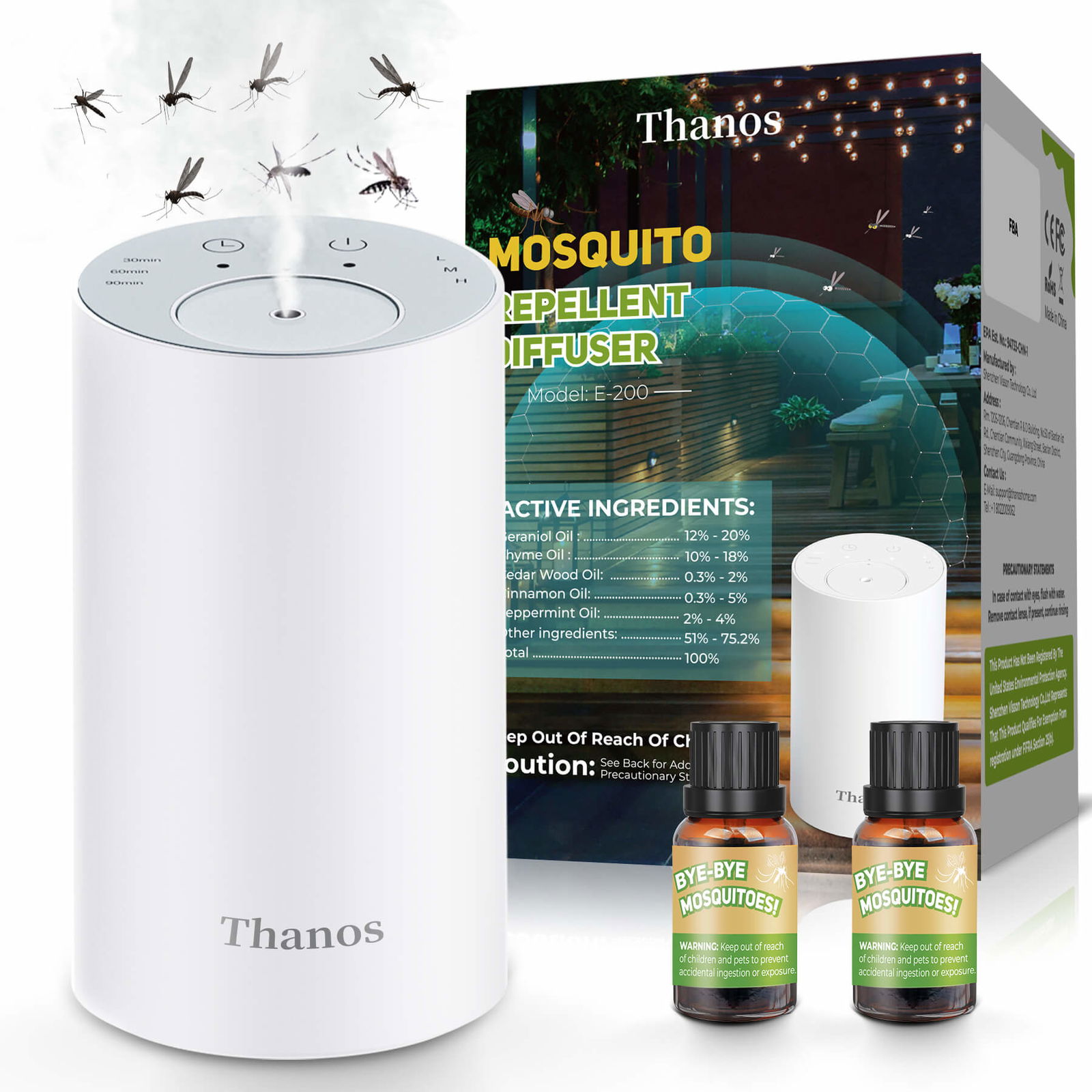 Mosquito Repellent Diffuser with Natural Essential Oil – Thanos Home